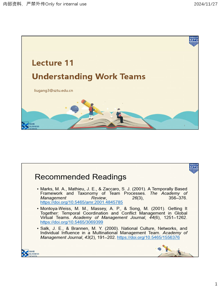 Lecture 8 Understanding Work Teams | PDF | Social Psychology | Organizational Behavior