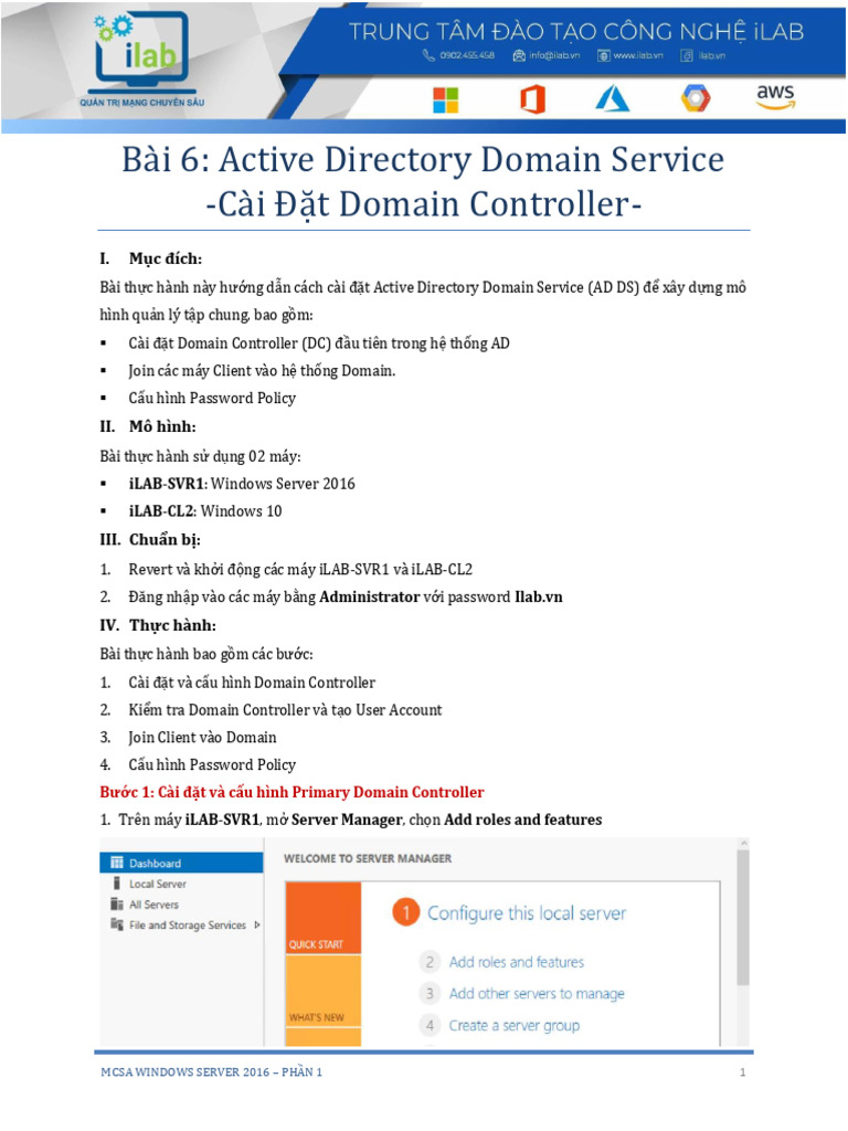 Bai6 - (Windows Server 2012 Datacenter) - ADDS - Domain - Controller | PDF