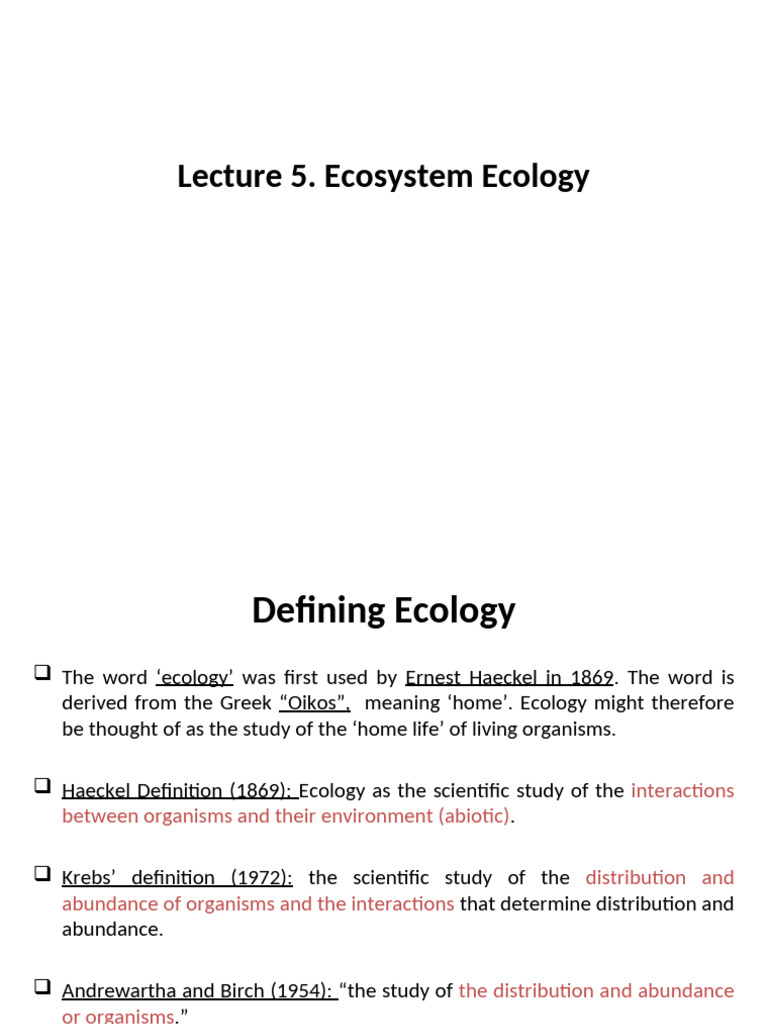 ENV - 107 - Lecture 5 - Ecosystem | PDF | Ecosystem | Ecology