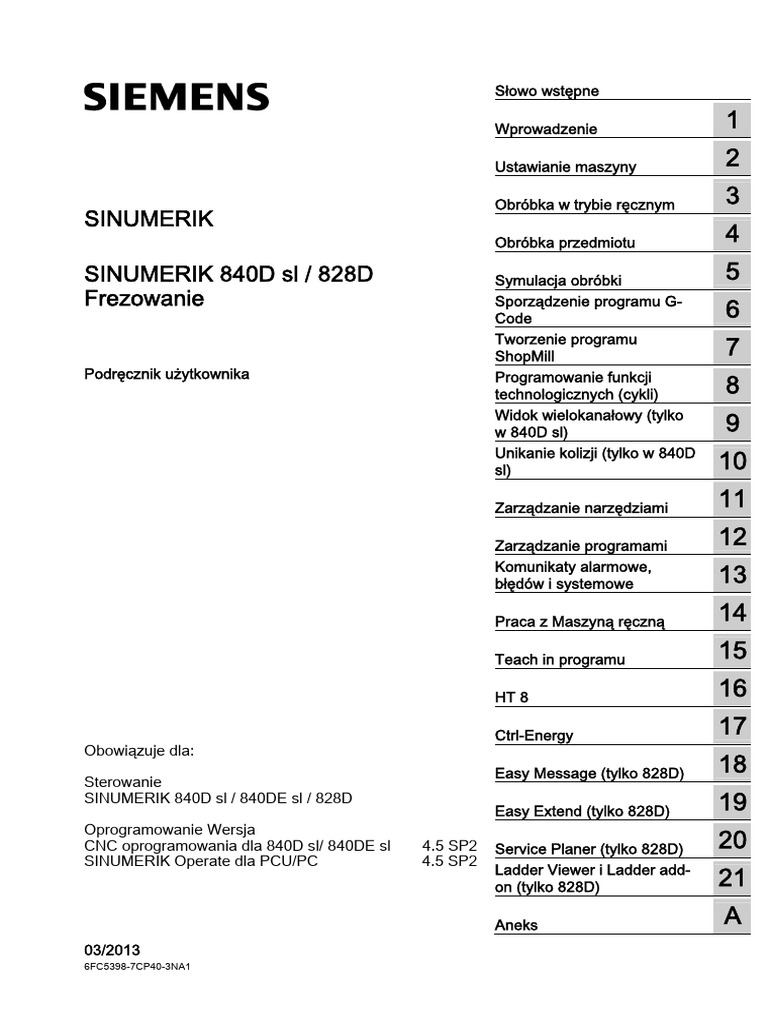 840D SL Fräsen_PL | PDF