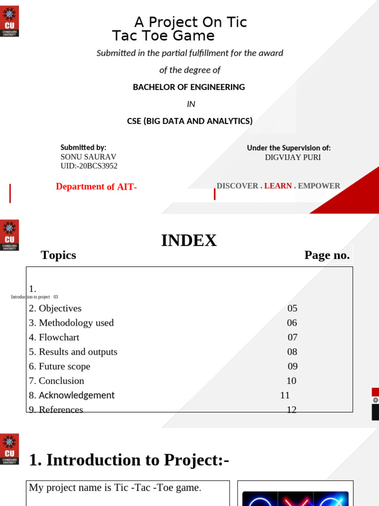 Project On Tic Tac Toe | PDF | Computing