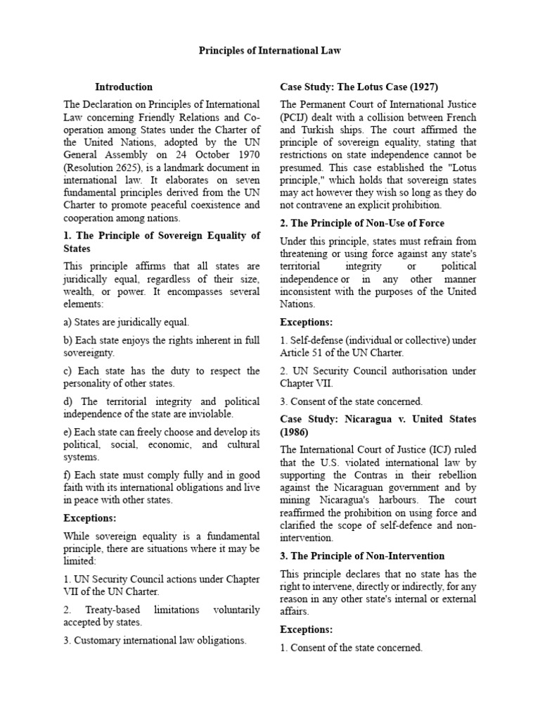 Key Principles of International Law | PDF | International Law | Treaty
