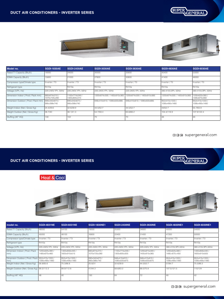 HVAC Product Specifications | PDF | Air Conditioning | Power Inverter