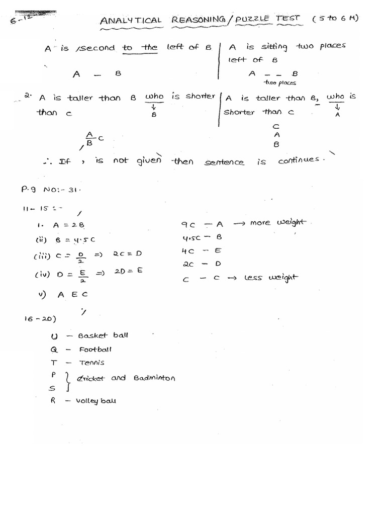 Analytical Reasoning | PDF