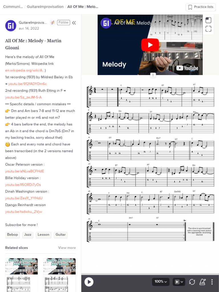 All of Me Melody - Martin Gioani Soundslice | PDF