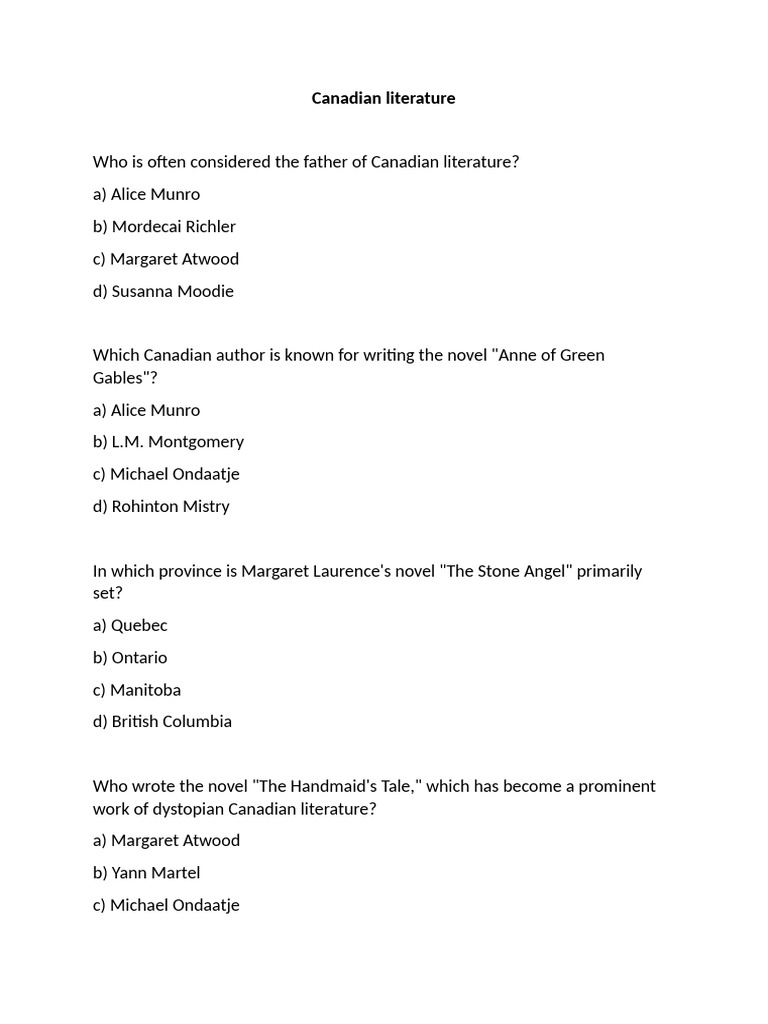 Canadian Literature | PDF | Canadian Literature | English Language ...