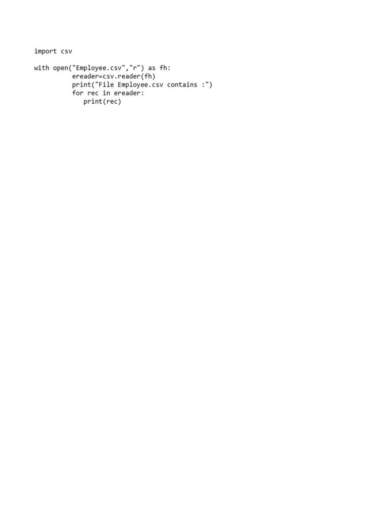 Read Employee Data from CSV File | PDF