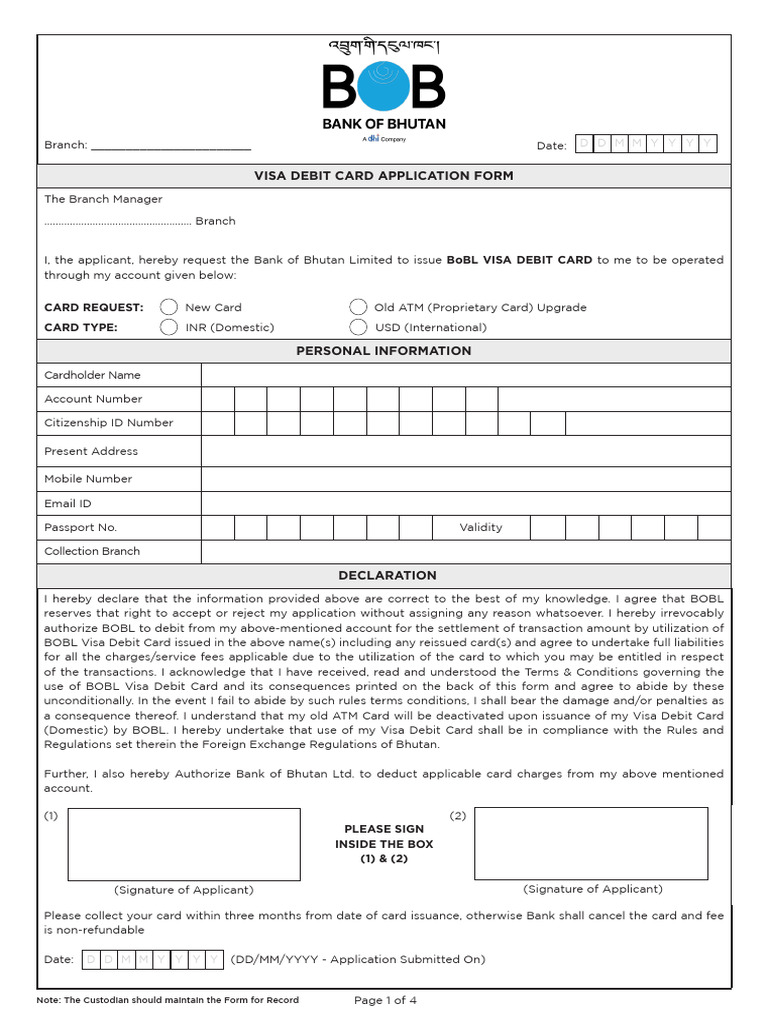 Visa Debit Card Application Form June 27 2022 | PDF | Debit Card ...