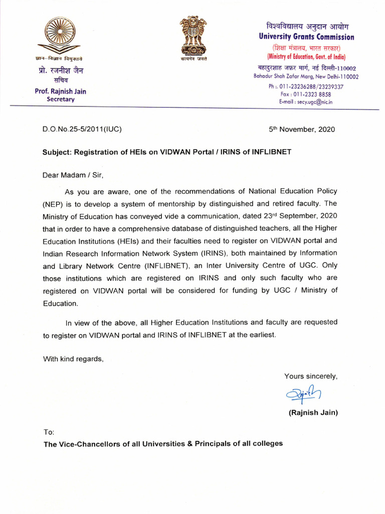 Ugc Letter 04052021 | PDF