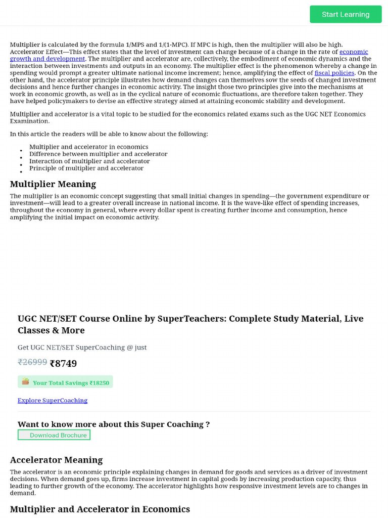 Multiplier and Accelerator For UGC NET Economics Notes and Study ...