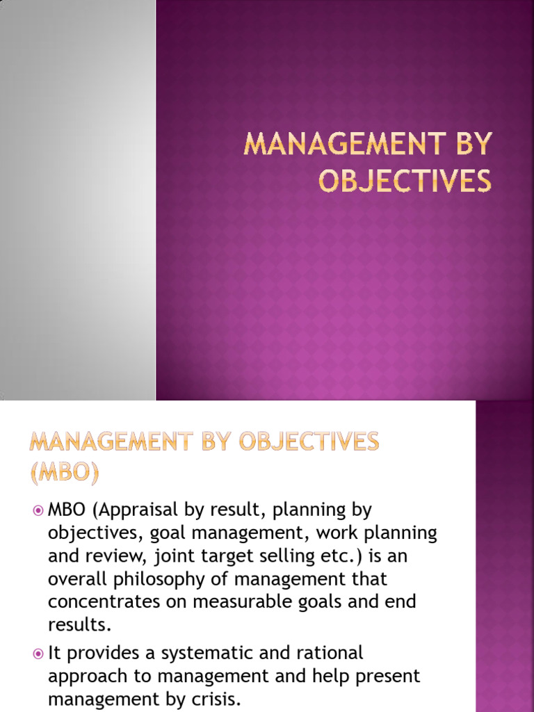 Management by Objectives - 1 | PDF | Performance Appraisal | Goal