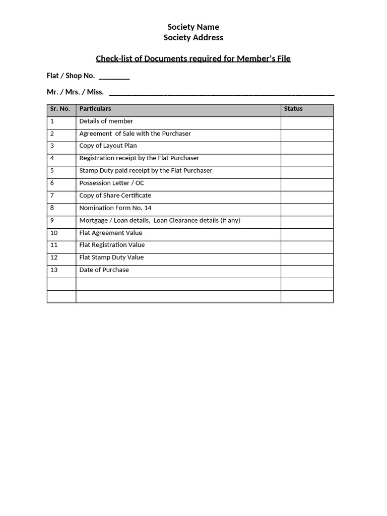 Member Document Checklist for Society | PDF | Receipt