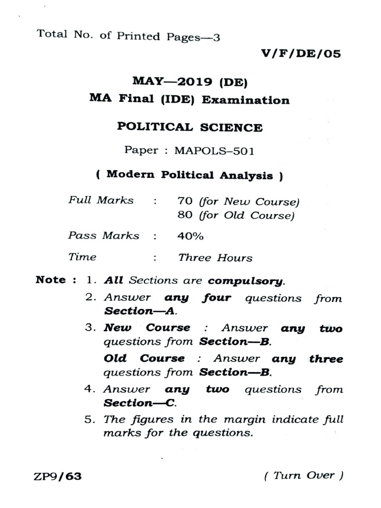 Sample QP of MA Pol. Science | PDF | Political Philosophy | Liberal ...