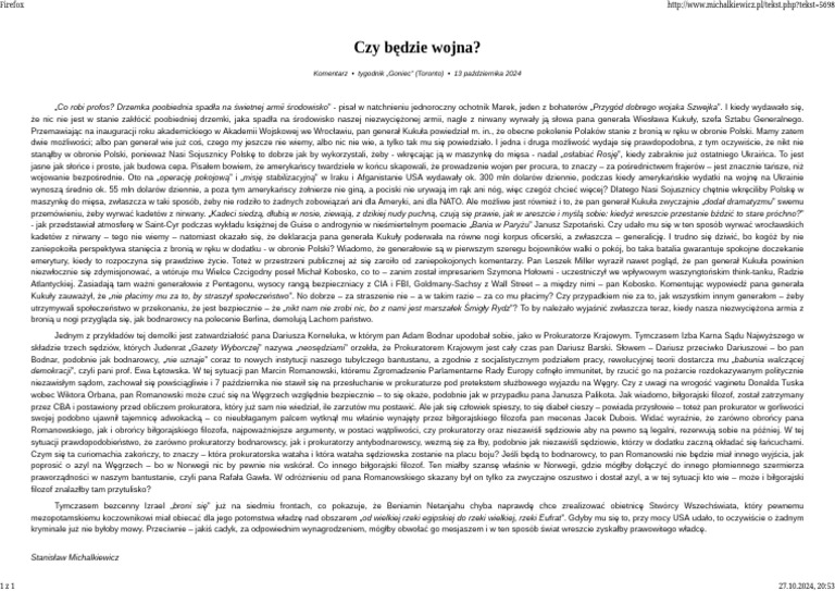 Michalkiewicz S. (2024.10.13) - Czy Będzie Wojna - (ST - Michalkiewicz ...
