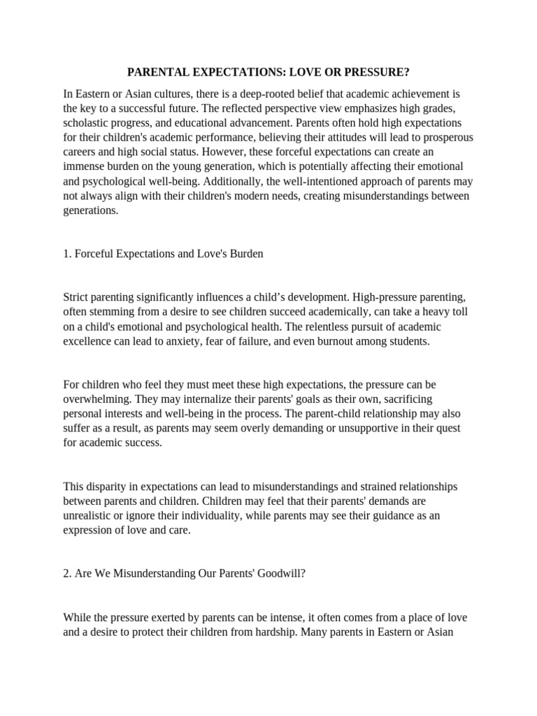 PARENTAL-EXPECTATIONS | PDF | Parenting | Love