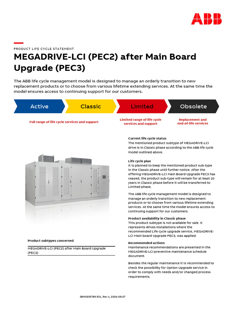3BHS935789E01_LC_Status_MEGADRIVE-LCI_PEC2_after_Main_Board_UG_PEC3_ | PDF