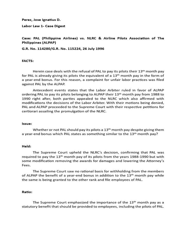 PAL vs NLRC & ALPAP | PDF