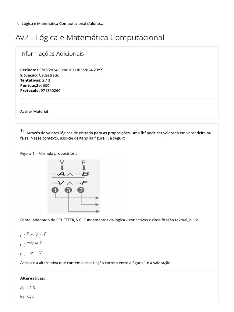 Av2 - Lógica e Matemática Computacional | PDF