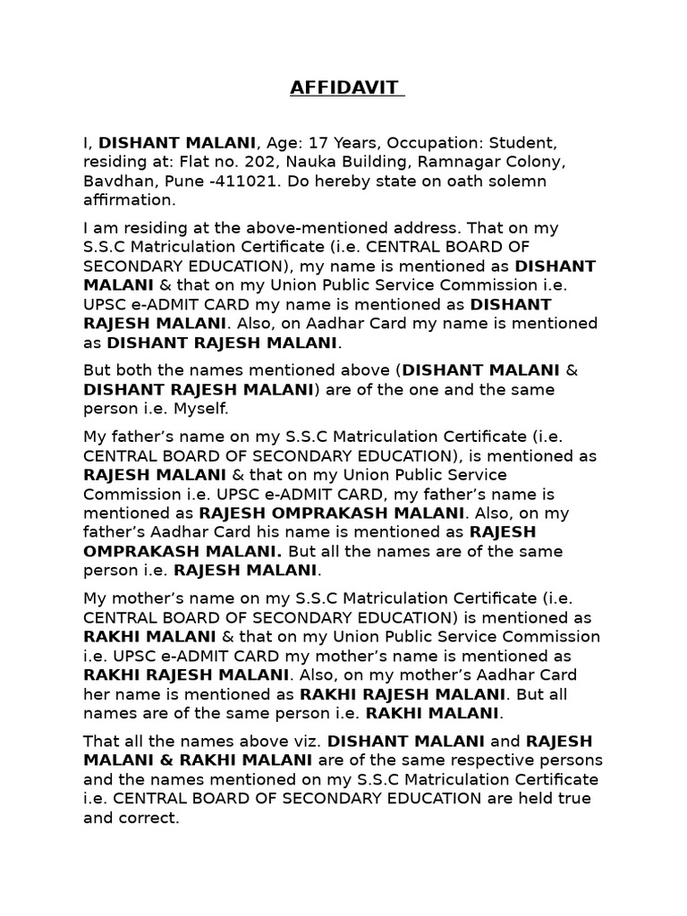 Affidavit Dishant | PDF