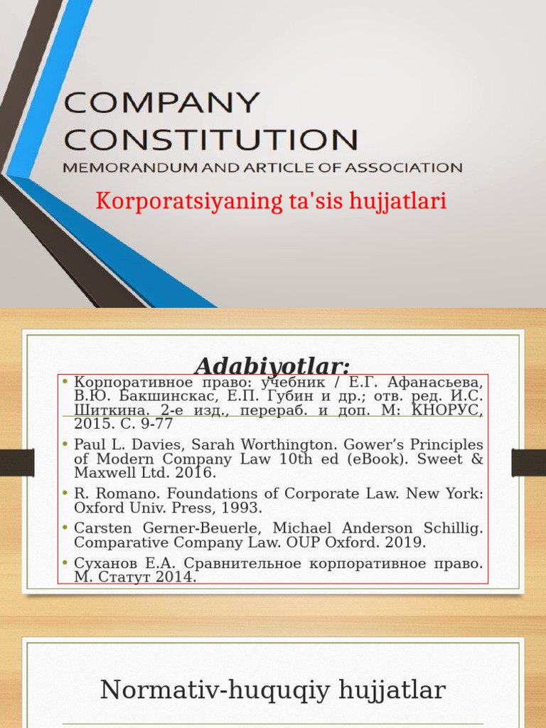 2-Mavzu. Ta'Sis Hujjatlari. 2-Kurs | PDF