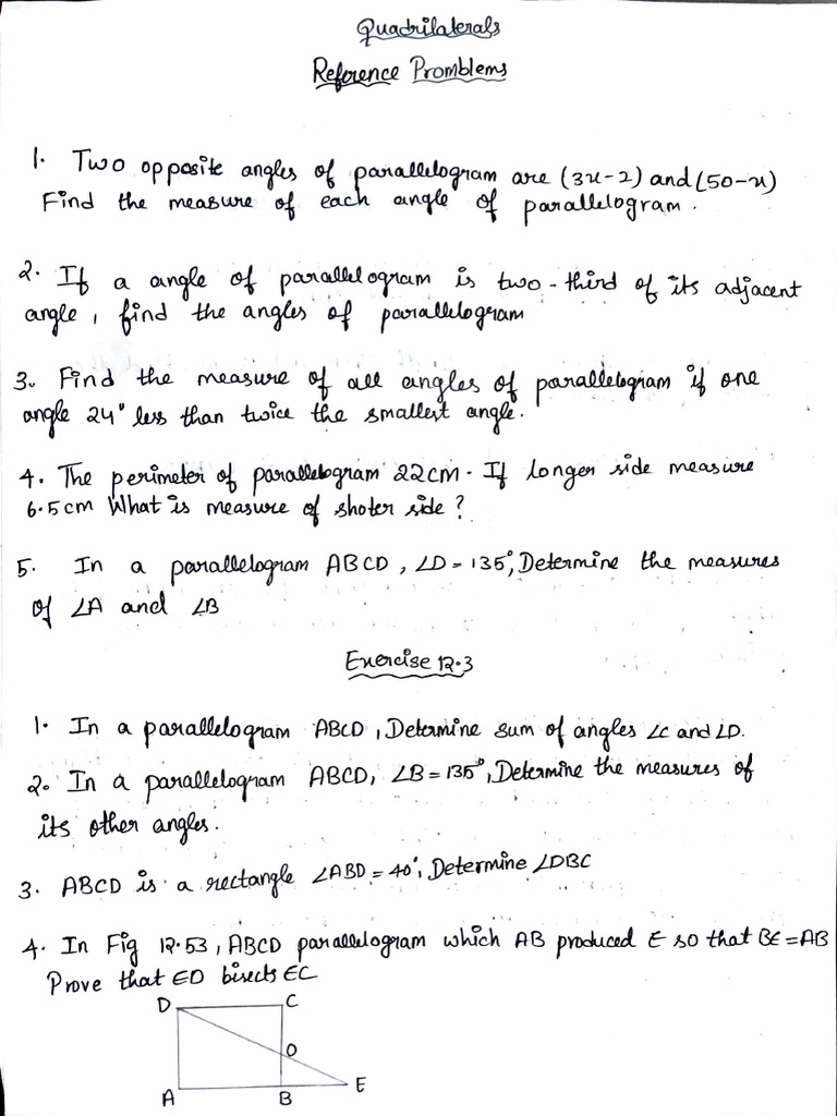 Quadrilaterals Reference Problems | PDF