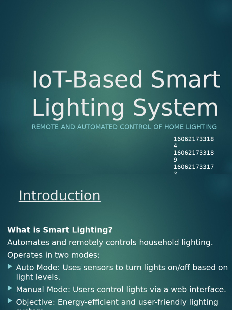 IoT Smart Lighting Presentation | PDF | Web Application | Automation