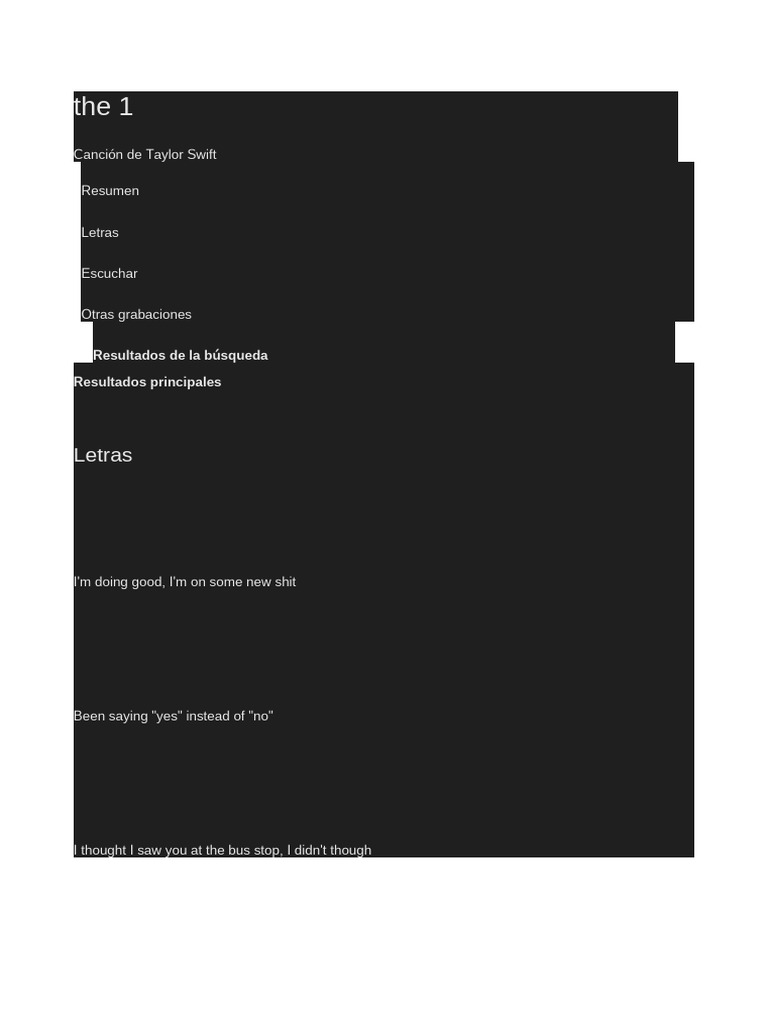 Taylor Swift Song Summary and Lyrics | PDF