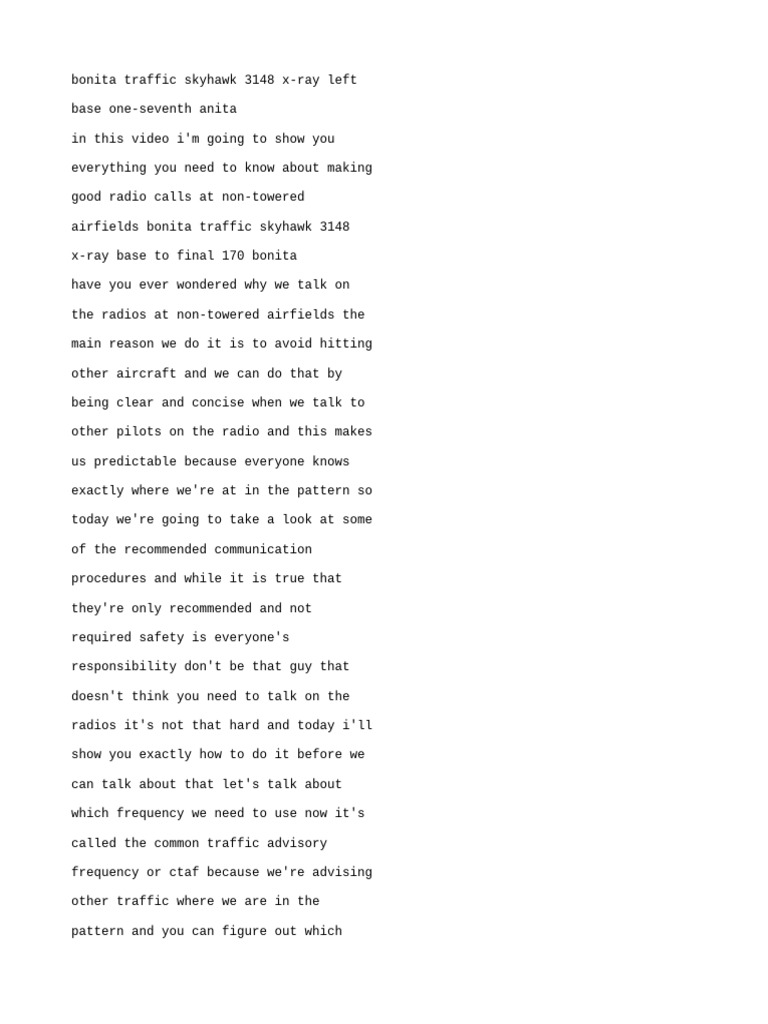 (English (Auto-Generated) ) Non-Towered Radio Calls Made Easy | PDF ...