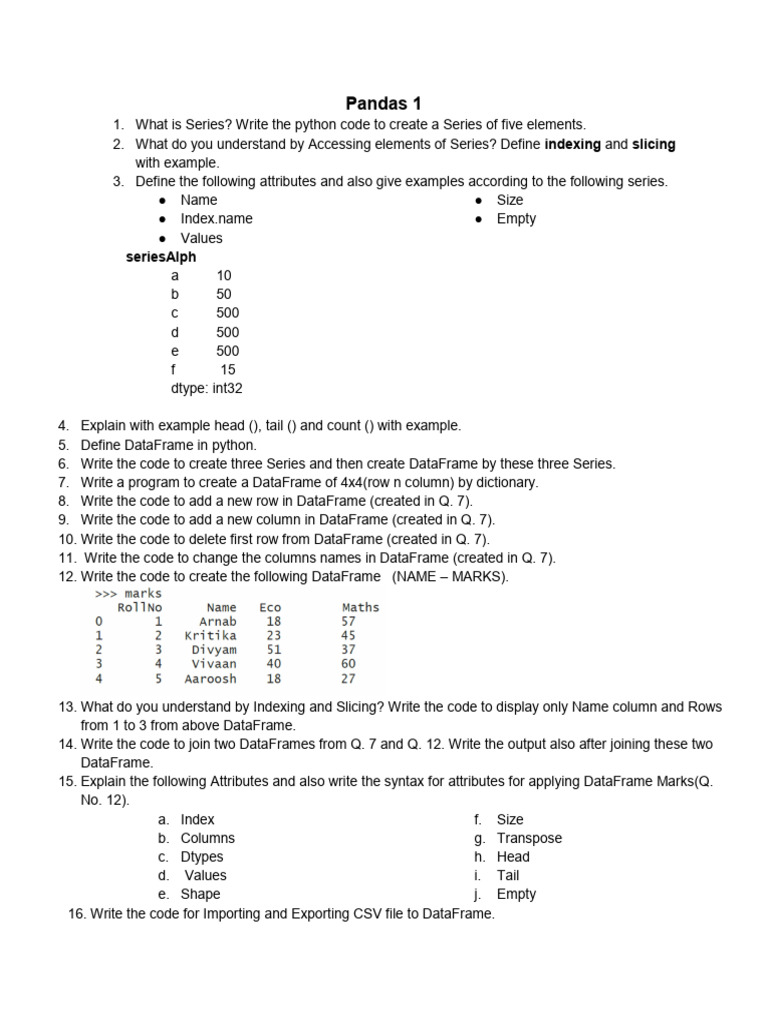 Pandas Series and DataFrame Guide | PDF
