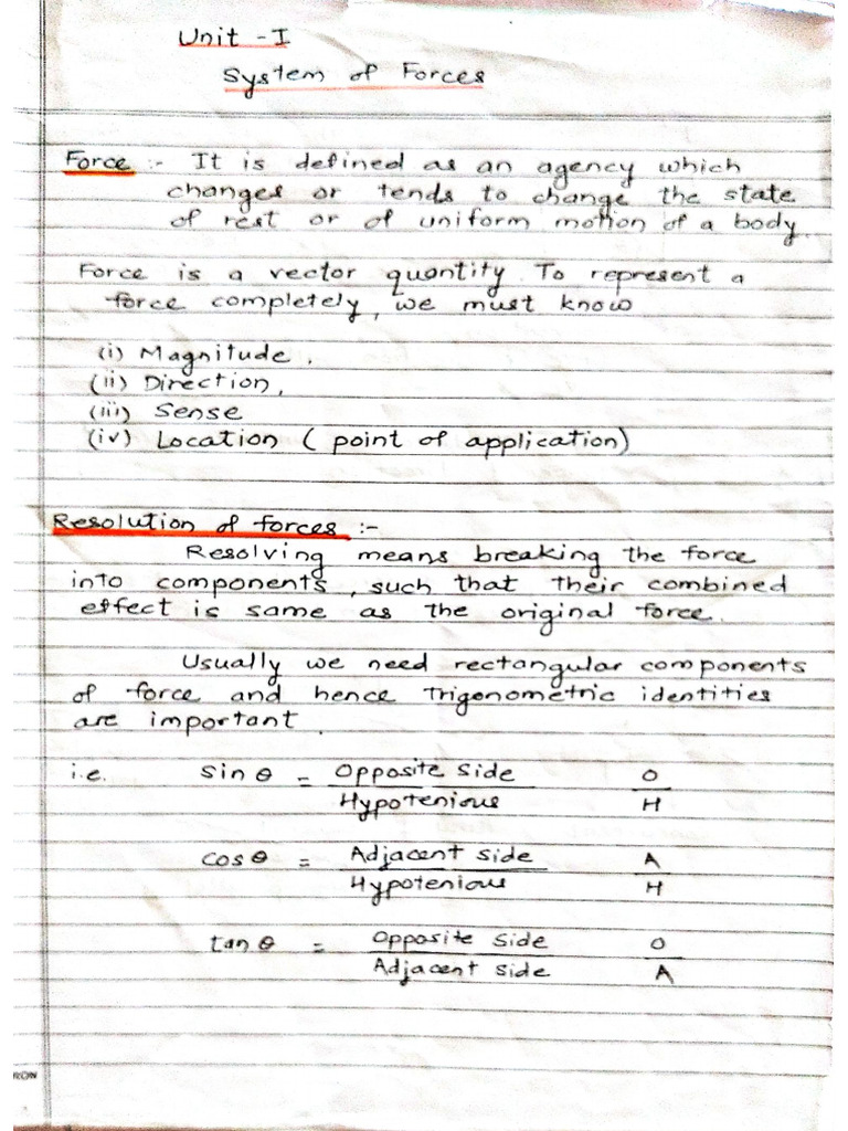 Module 1 System of Forces (15 Mks) | PDF