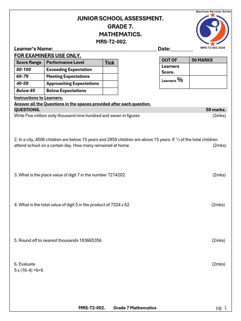 G7-T2-002 MATHEMATICS. | PDF | Geometry | Elementary Mathematics