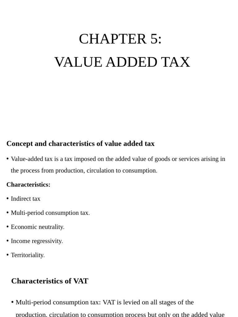 Chapter 5 - Value Added Tax | PDF | Value Added Tax | Taxes