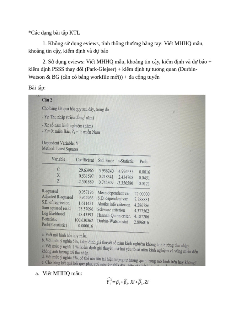 Các dạng bài tập KTL | PDF
