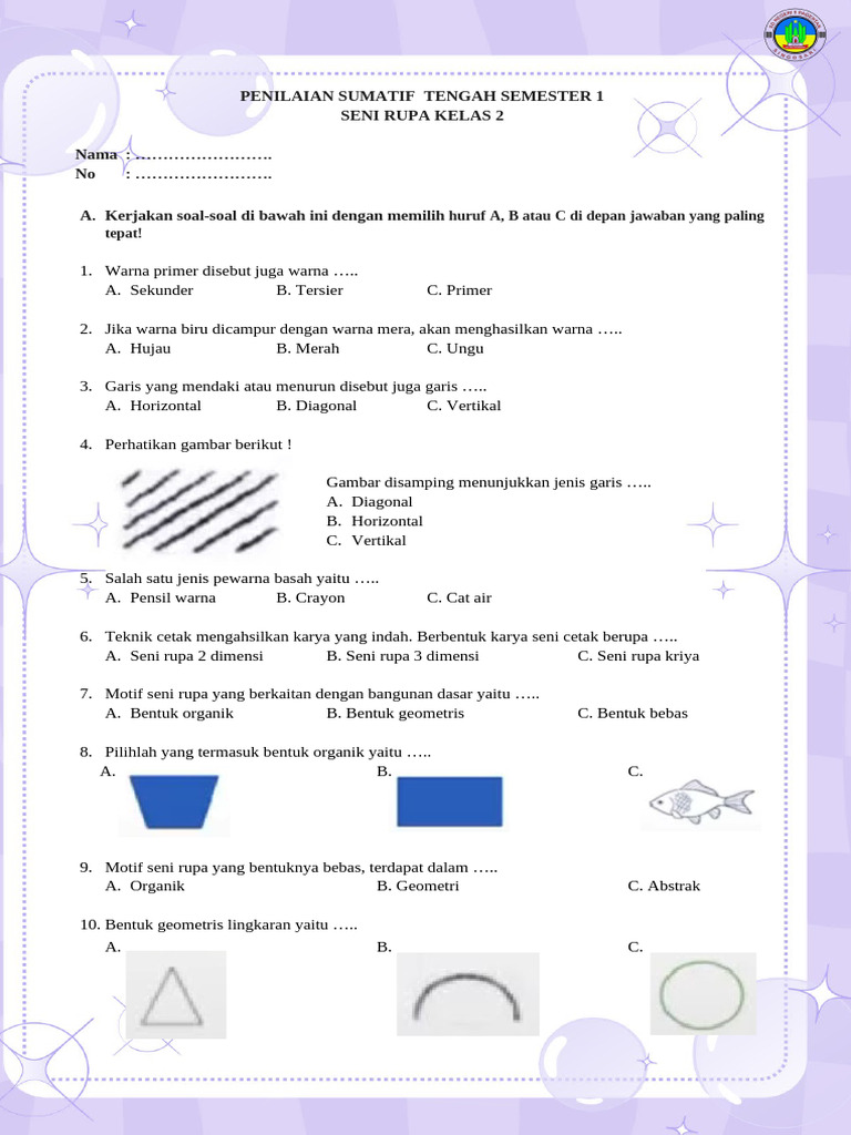 Sumatif Tengah Semester 1 Seni Rupa Bu Endang | PDF