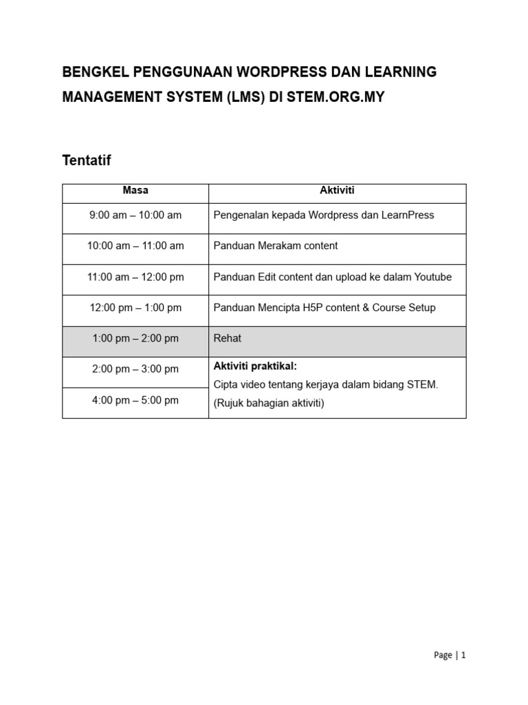 Bengkel Sop Menggunakan LMS Stem - Org.my | PDF