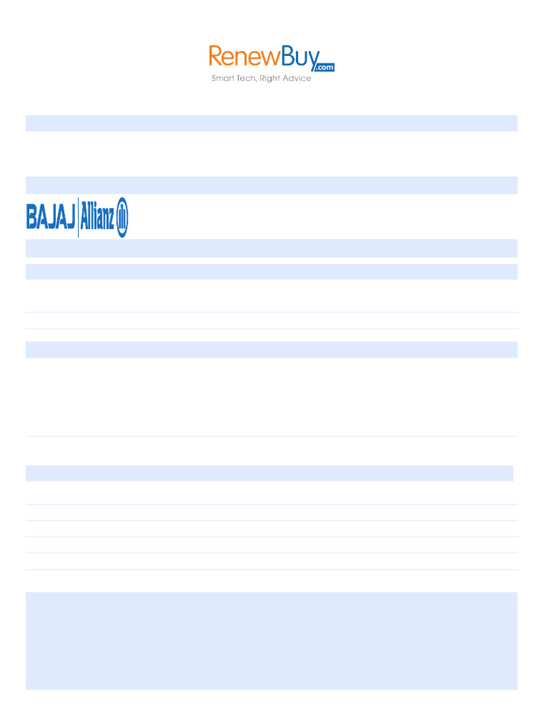 Bajaj Allianz Vehicle Insurance Premium Breakdown | PDF | Insurance | Risk