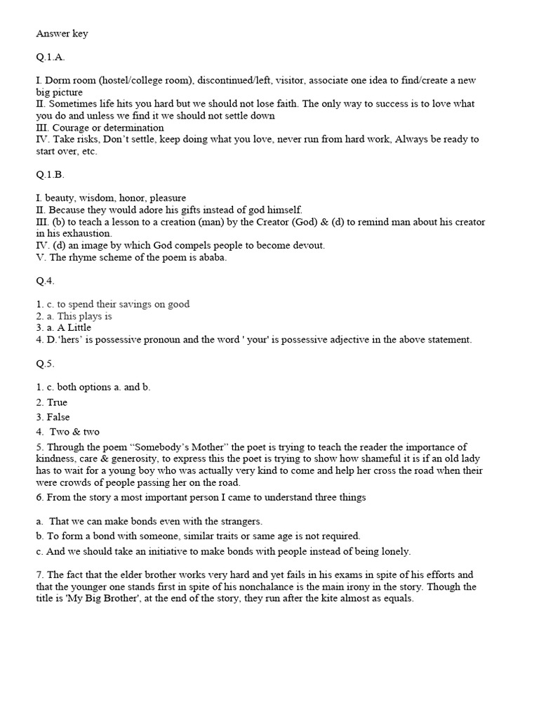 Answer Key Set A Class VIII | PDF