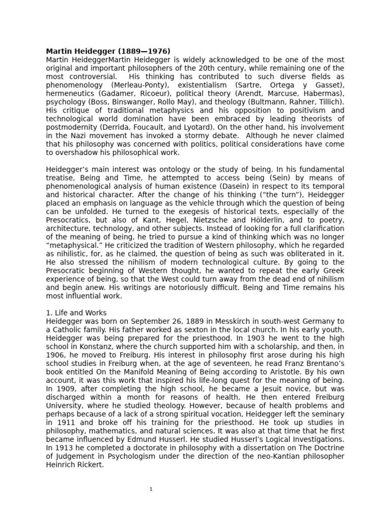 Philo HandOut One | PDF | Edmund Husserl | Phenomenology (Philosophy)