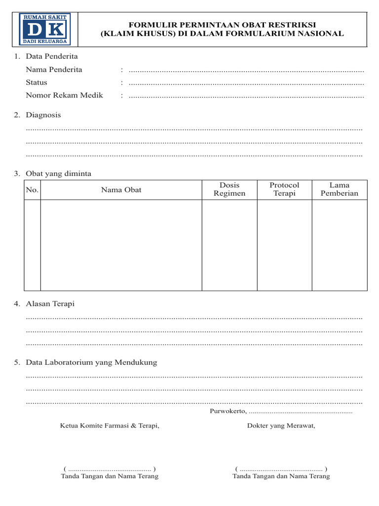 FORMULIR Permintaan Obat Restriksi (1) | PDF