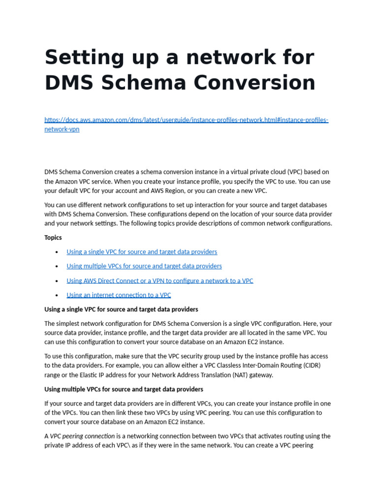 Setting Up A Network For DMS Schema Conversion | PDF | Internet | Computer Network
