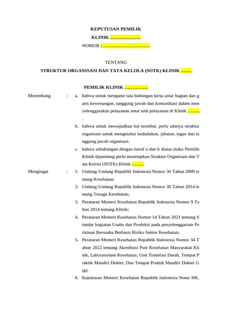 SK STRUKTUR ORGANISASI + URAIAN TUGAS, TANGGUNG JAWAB, DAN WEWENANG(1) | PDF