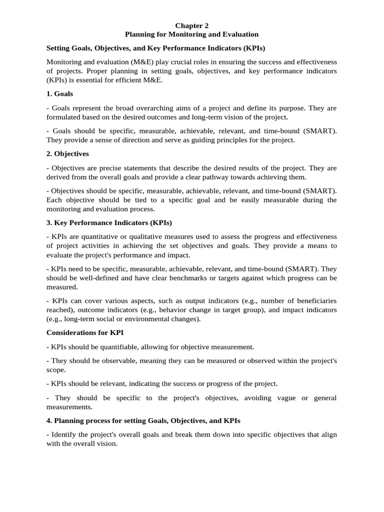 Chapter 2 Planning For M & E | PDF | Evaluation | Performance Indicator