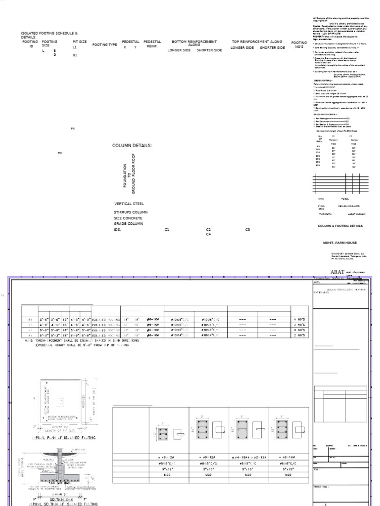 Column and Footing Details-1 | PDF | Column | Foundation (Engineering)
