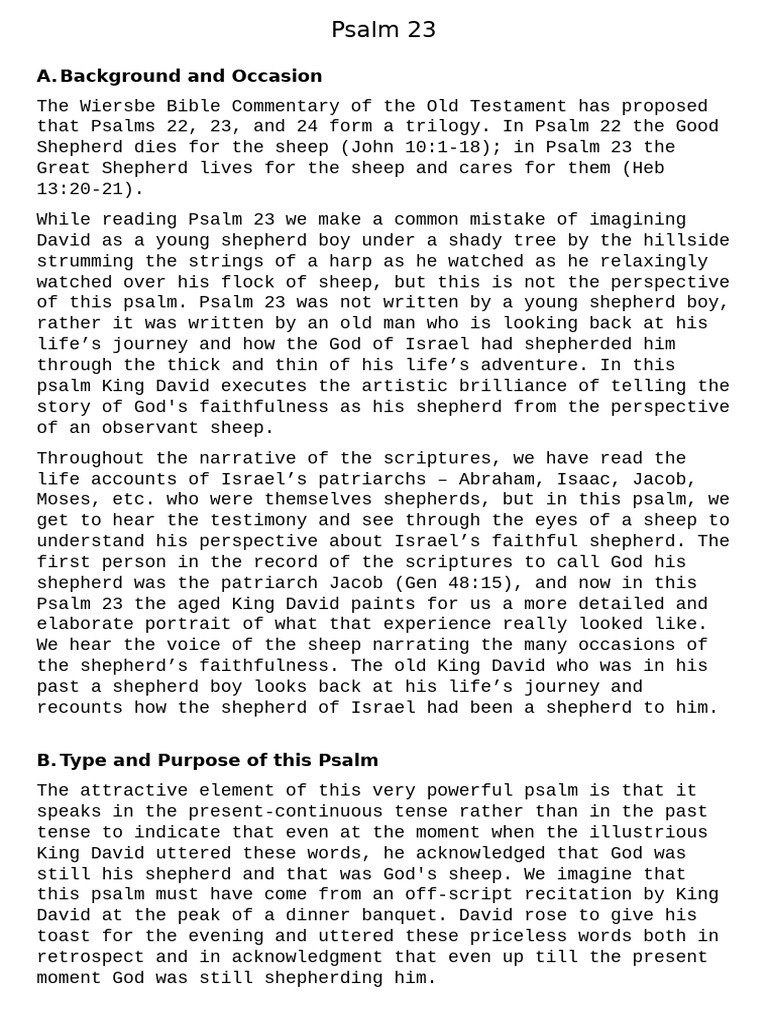 Psalm Study Template | PDF | Shepherd | David