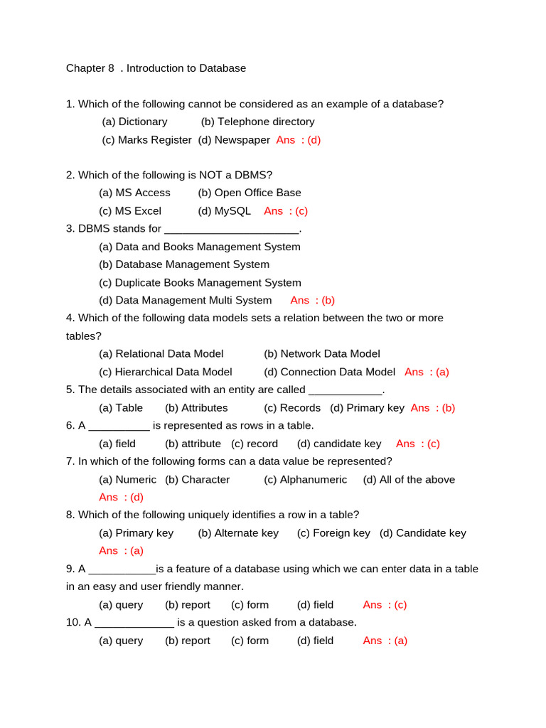 Introduction and Starting LibreOffice Base MCQ | PDF | Databases | Relational Model