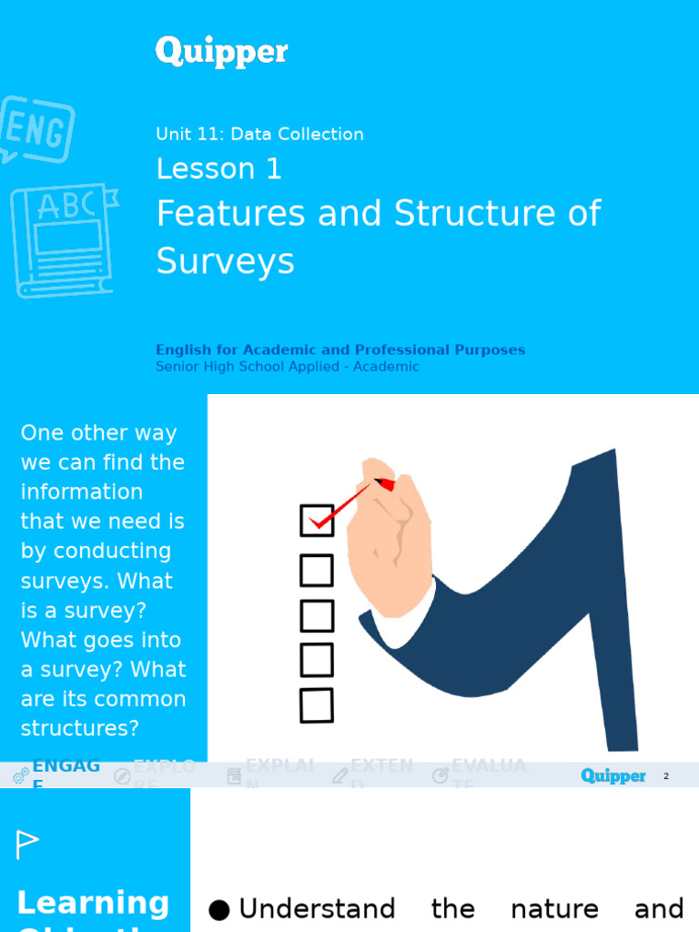 EAP 11 - 12 - UNIT 11 - LESSON 1 - Features and Structure of Surveys | PDF | Questionnaire ...