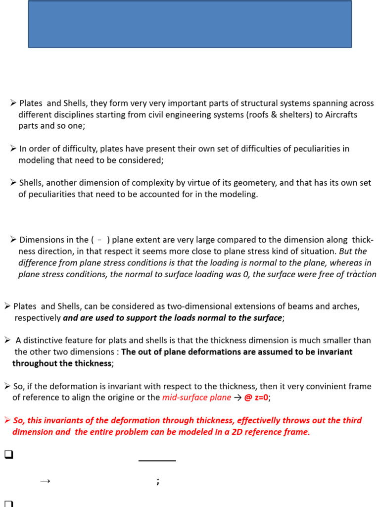 FEA of Plates and Shells Explained | PDF | Bending | Stress (Mechanics)