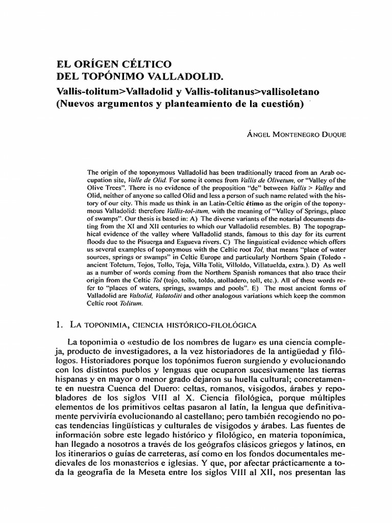 Origen Céltico del Topónimo Valladolid | PDF | latín | Lengua española