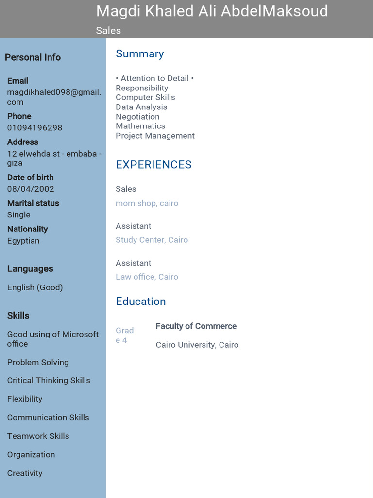 Magdi Khaled Ali AbdelMaksoud's CV | PDF