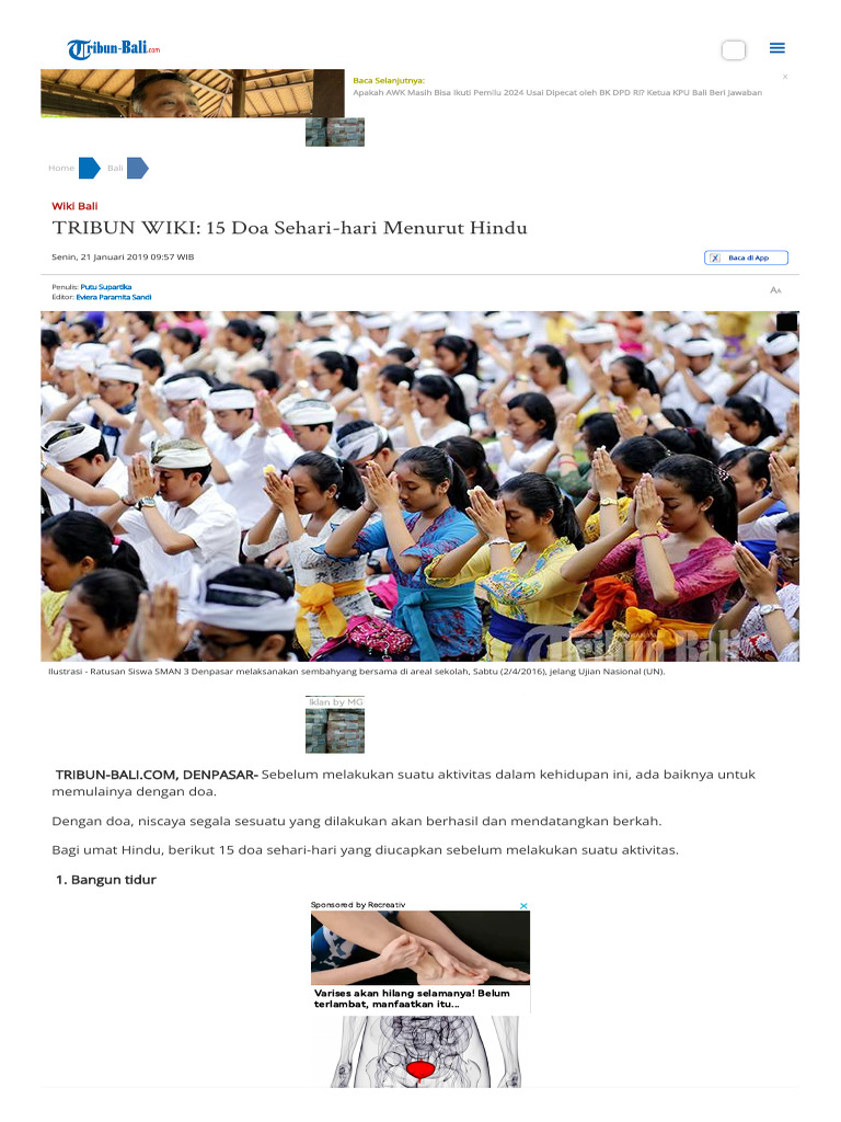 15 Doa Sehari-hari dalam Agama Hindu | PDF
